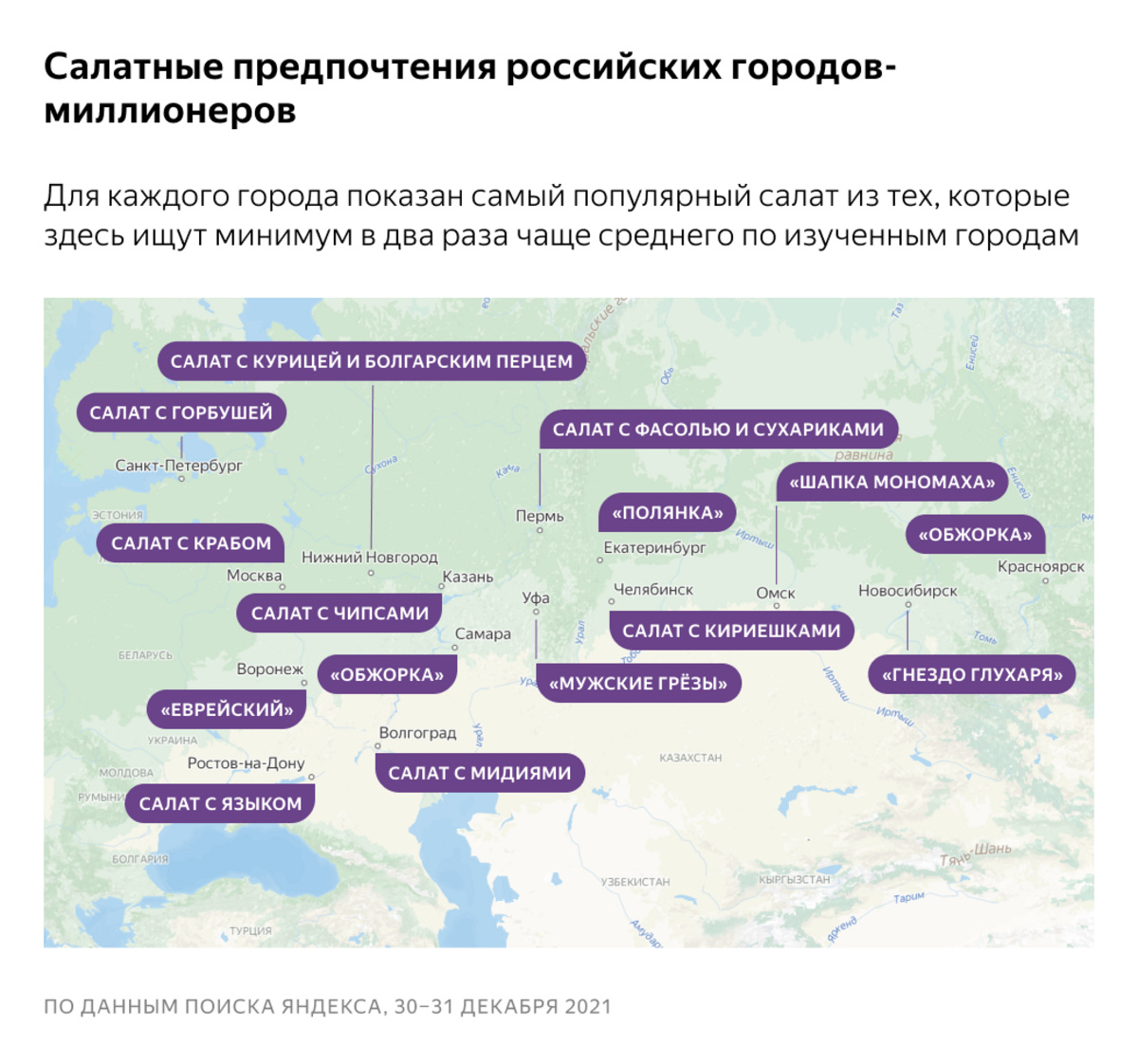 «Оливье сдает позиции — главным новогодним салатом в Екатеринбурге